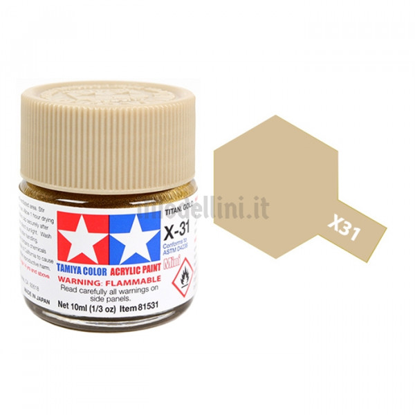 Tamiya 81531 - Vernice Acrilica Tamiya Mini X-31 Titanium Gold - Colori ...