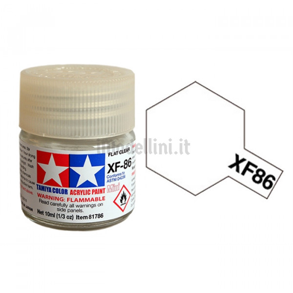 Tamiya 81786 - Vernice Acrilica Tamiya Mini XF-86 Flat Clear - Colori ...