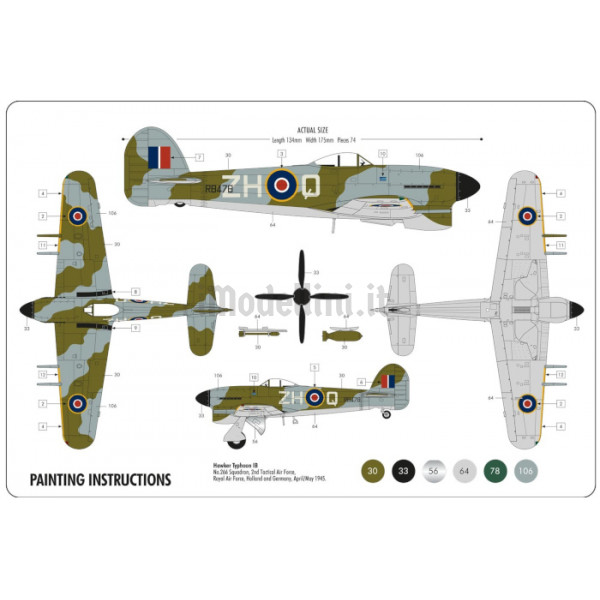 Airfix A55208 - Hawker Typhoon Mk.Ib - Aereo in Kit 1:72